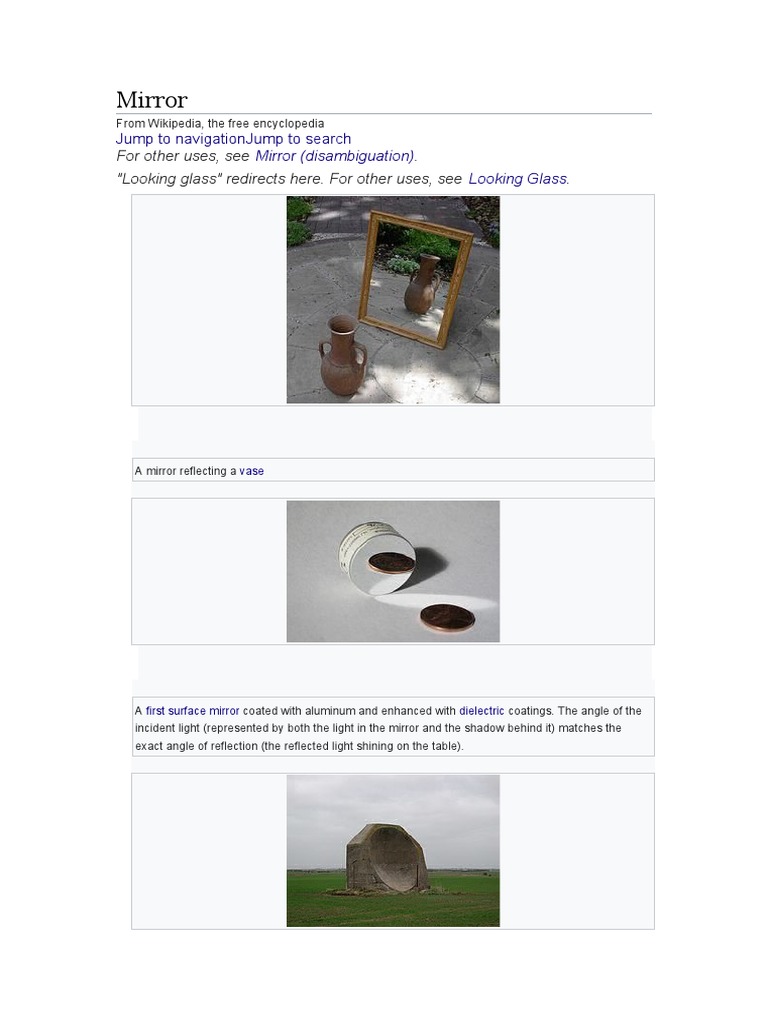 Mirror: For Other Uses, See - "Looking Glass" Redirects Here. For Other ...