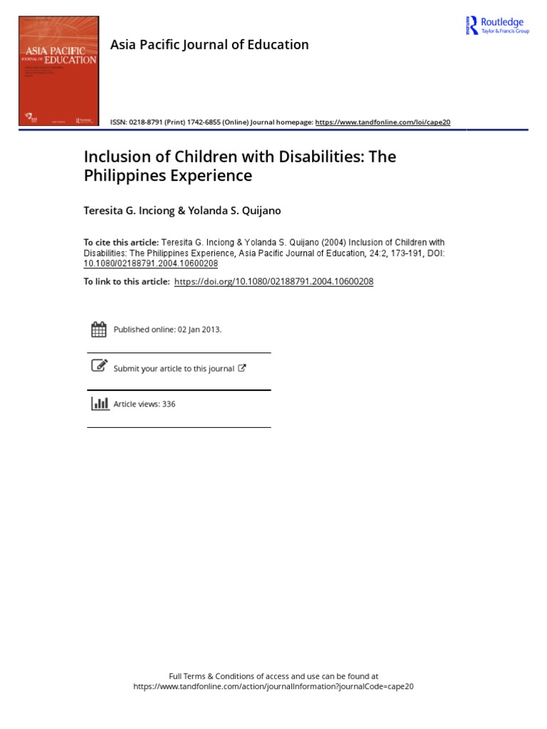 Inclusion of Children With Disabilities: The Philippines Experience ...