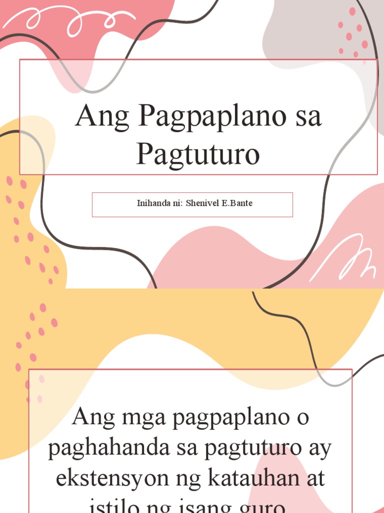 Ang Pagpaplano Sa Pagtuturo - BANTE | PDF