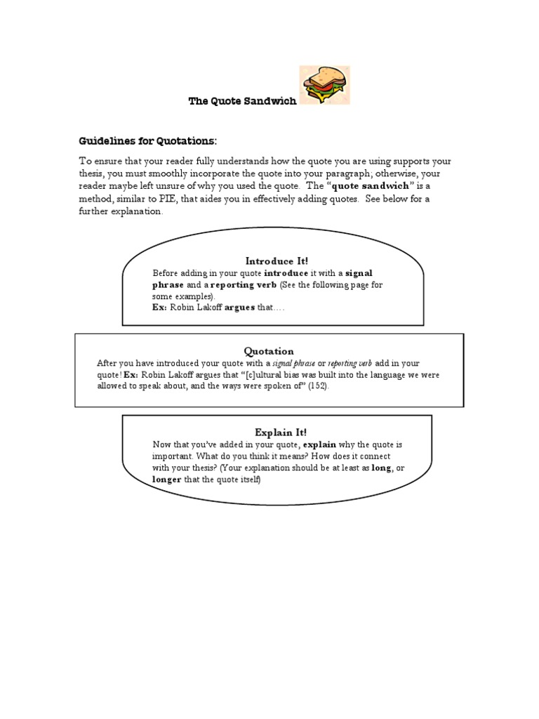 The Quote Sandwich PDF | PDF | Bracket | Communication