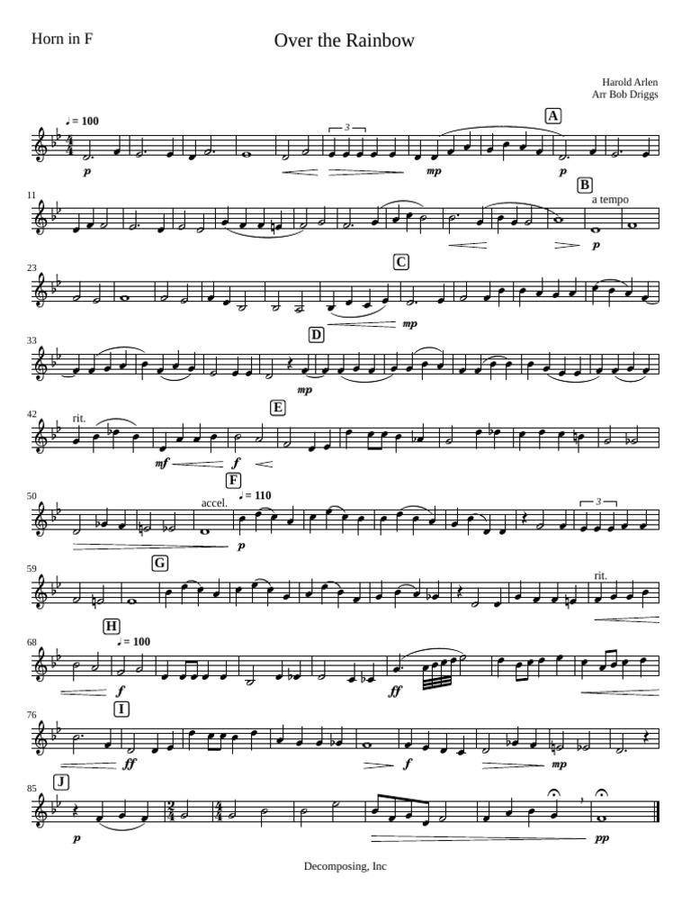Horn in F: Harold Arlen Arr Bob Driggs | PDF