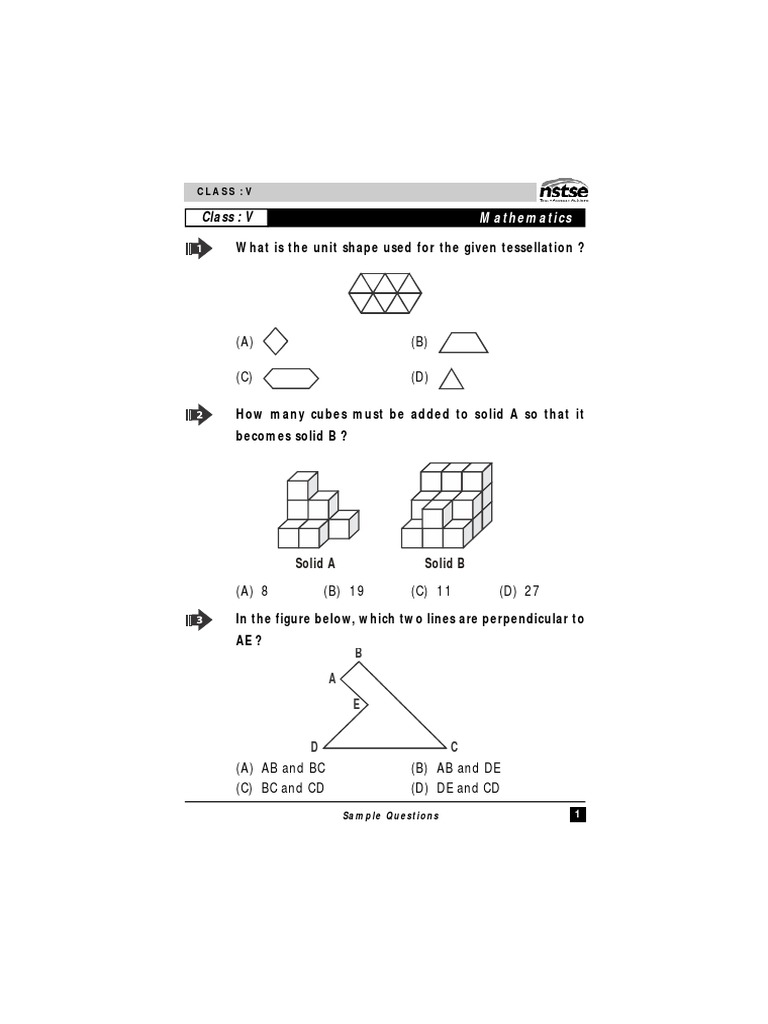 NSTSE Sample Papers For Class 5 PDF | PDF | Plants | Nature