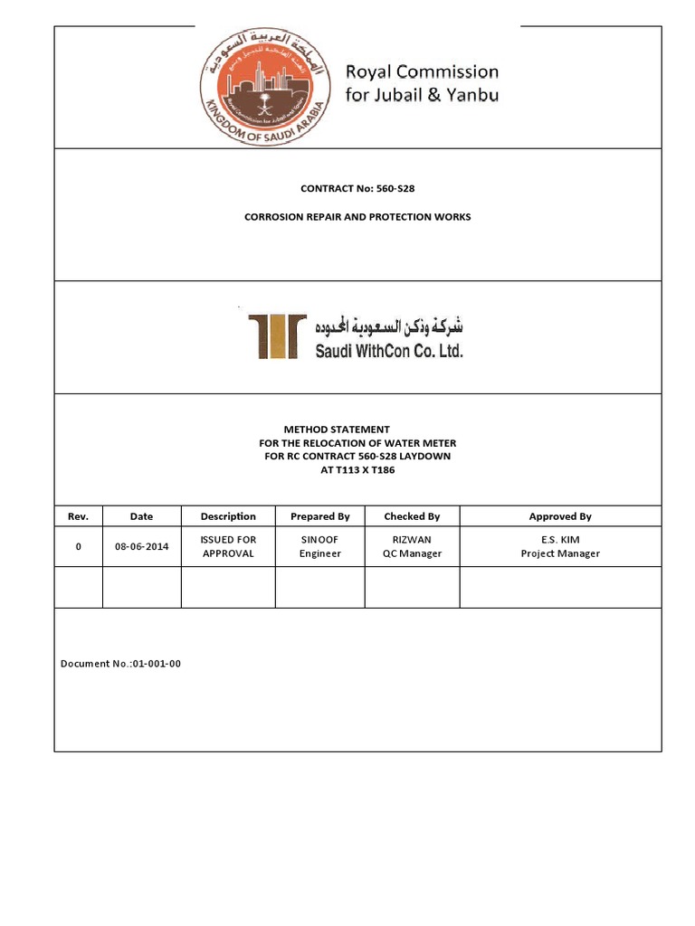 Method Statement - Relocation of Water Meter | PDF | Personal ...