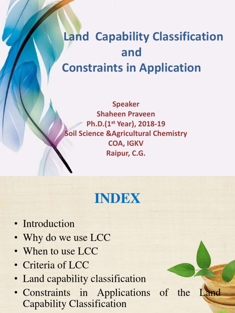 Land Capability Classification and Constraints in Application | PDF ...