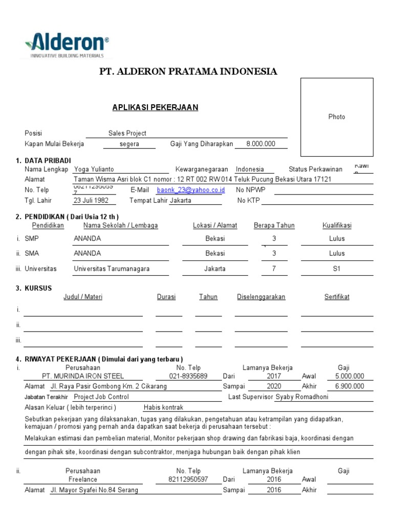 HRF 3 - Application Form Ind (ALDERON) | PDF