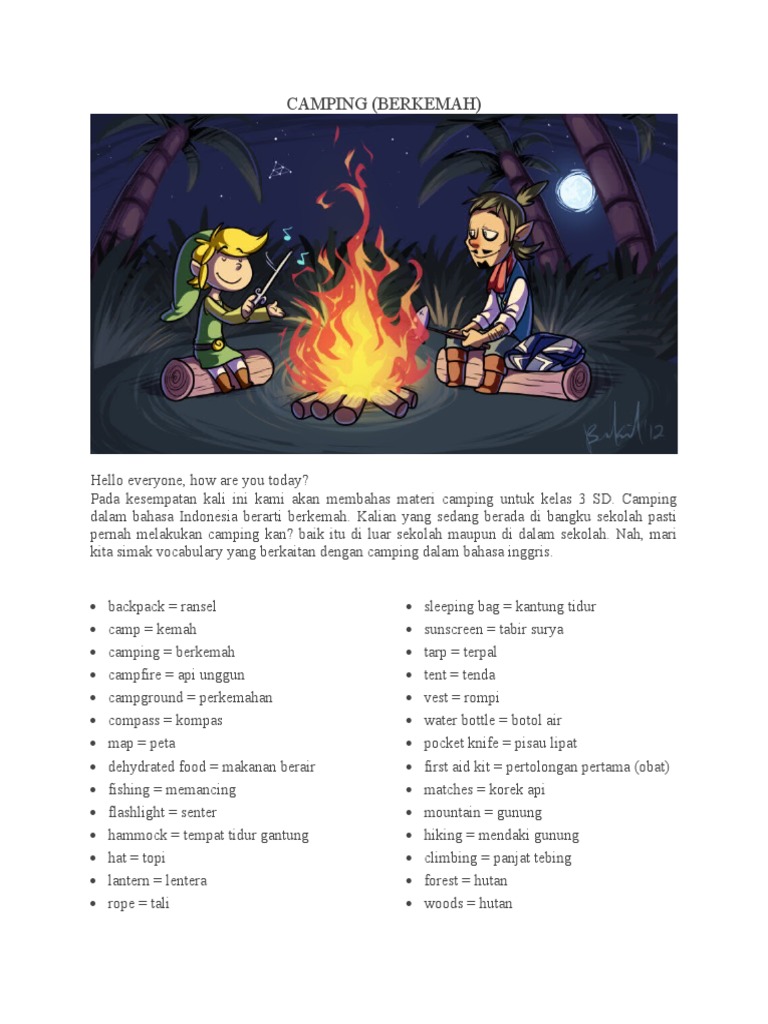 Vocabulary Camping untuk SD Kelas 3 | PDF