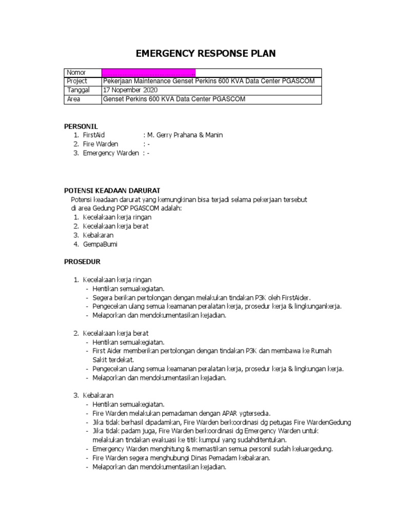 Emergency Response Plan | PDF