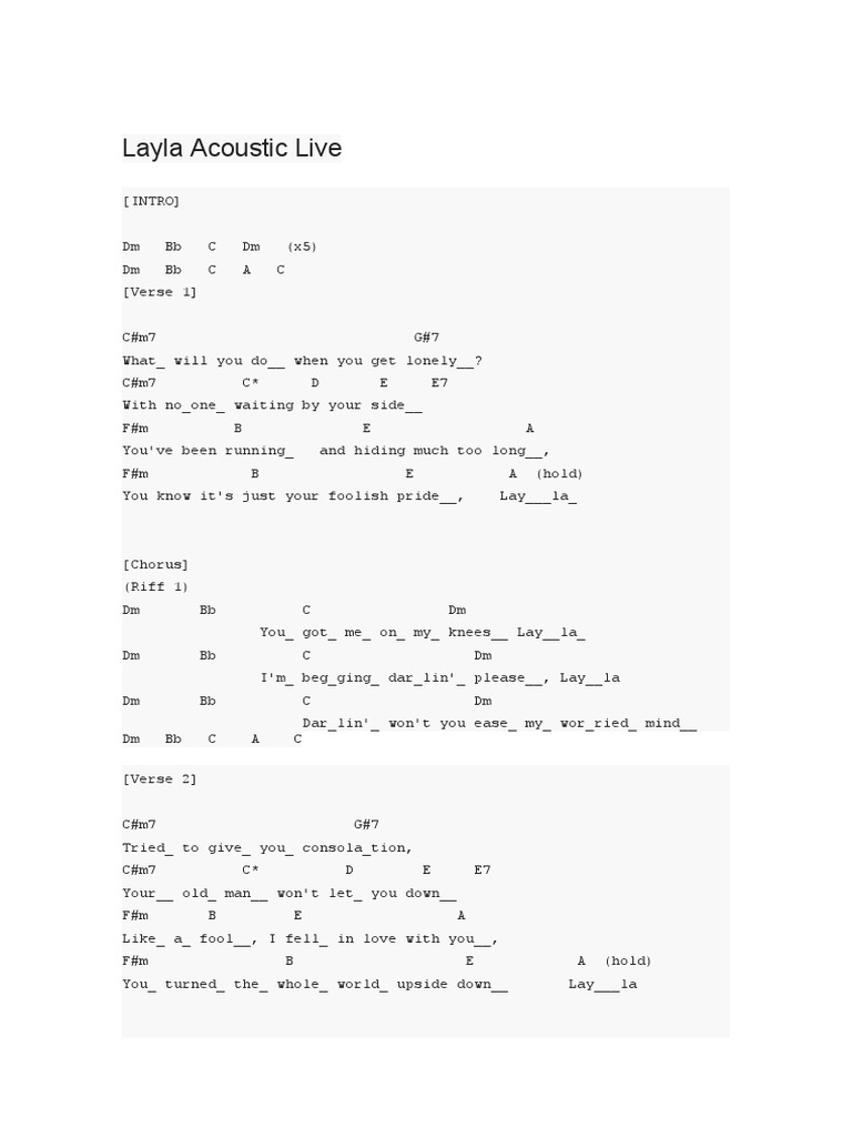Layla Acoustic Live | PDF | Song Forms | Song Structure