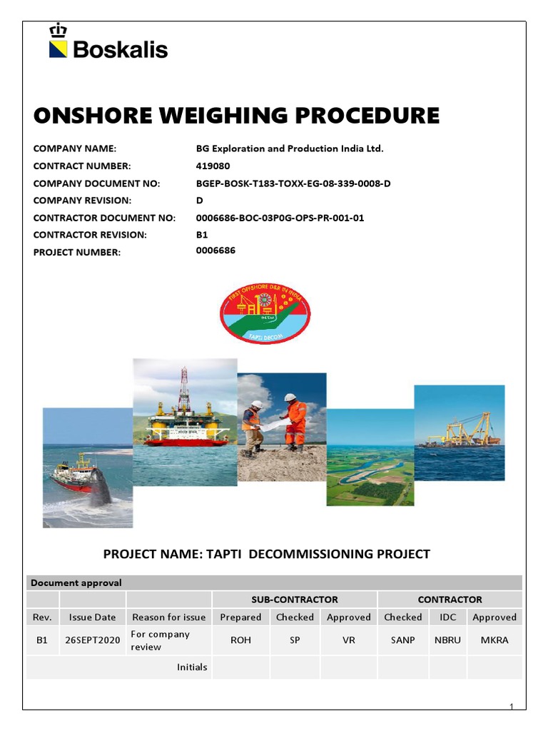 Onshore Weighing Procedure: Project Name: Tapti Decommissioning Project ...