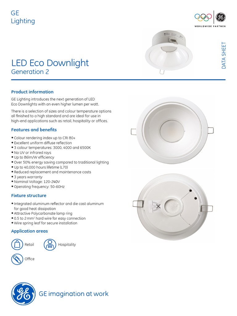 LED Eco Downlight: GE Lighting | PDF | Lighting | Electrical Engineering