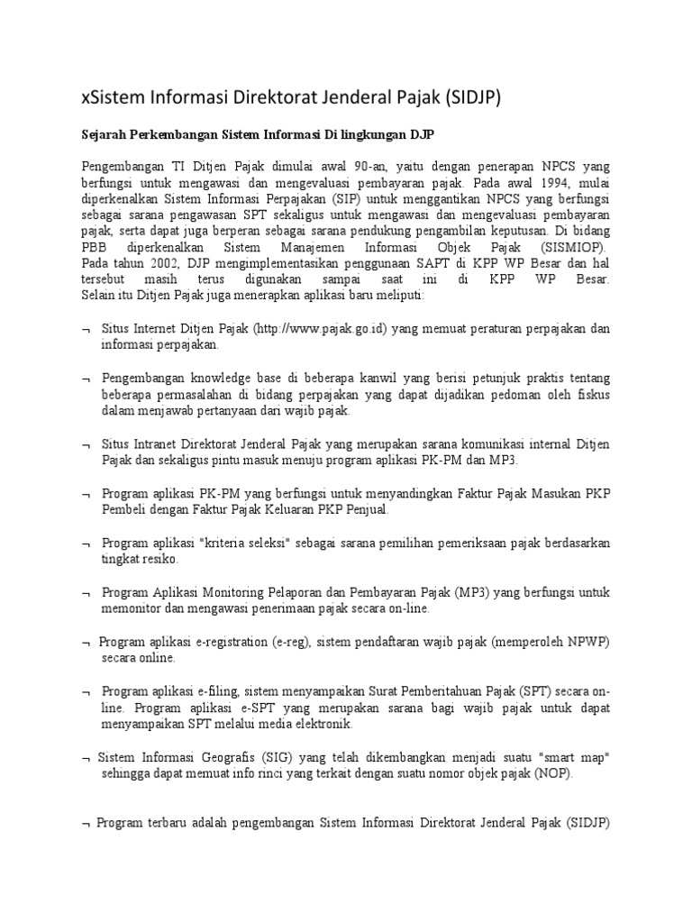 Sistem Informasi Direktorat Jenderal Pajak | PDF