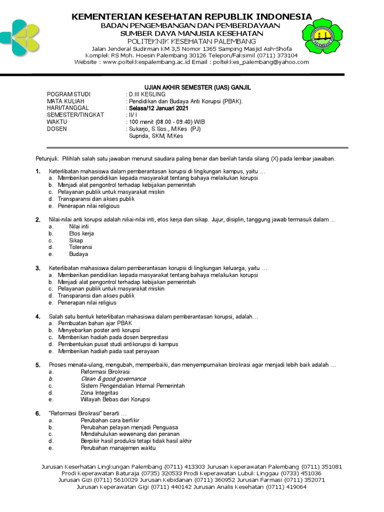 Soal UAS PBAK 2021 Tk. II | PDF