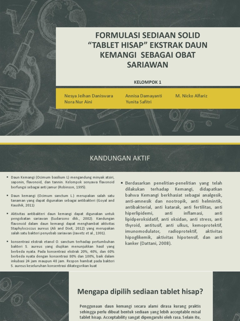 Tablet Hisap Ekstrak Kemangi untuk Sariawan | PDF