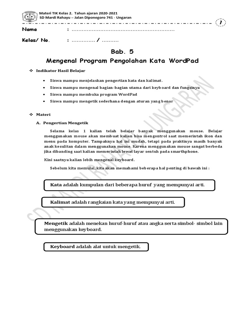 Handout Kelas 2 Bab 5-3 | PDF