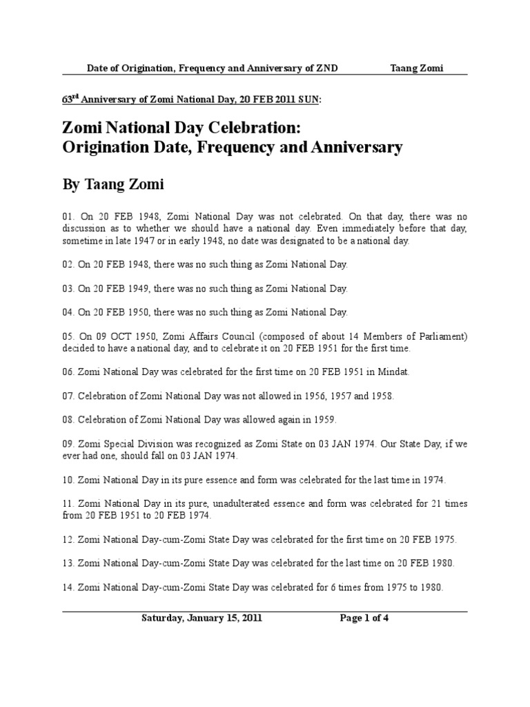 History of Zomi National Day | PDF | Conflicts | Military Operations