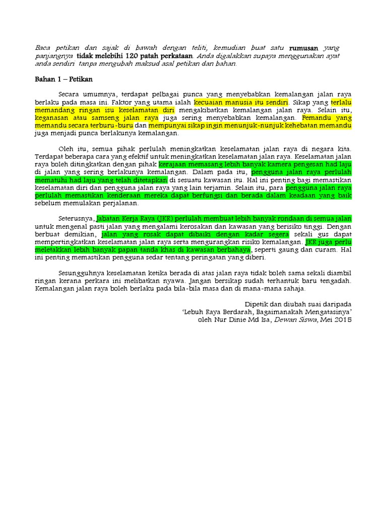 Contoh Soalan Rumusan KSSM | PDF