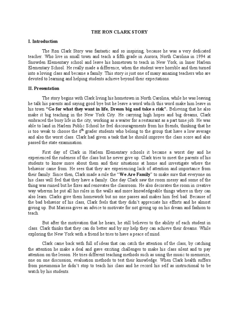 The Ron Clark Story | PDF | Teaching Method | Dream