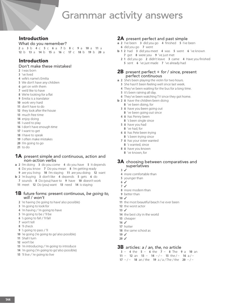 Grammar Activity Answers: Will / Won't | PDF | Linguistics | Morphology