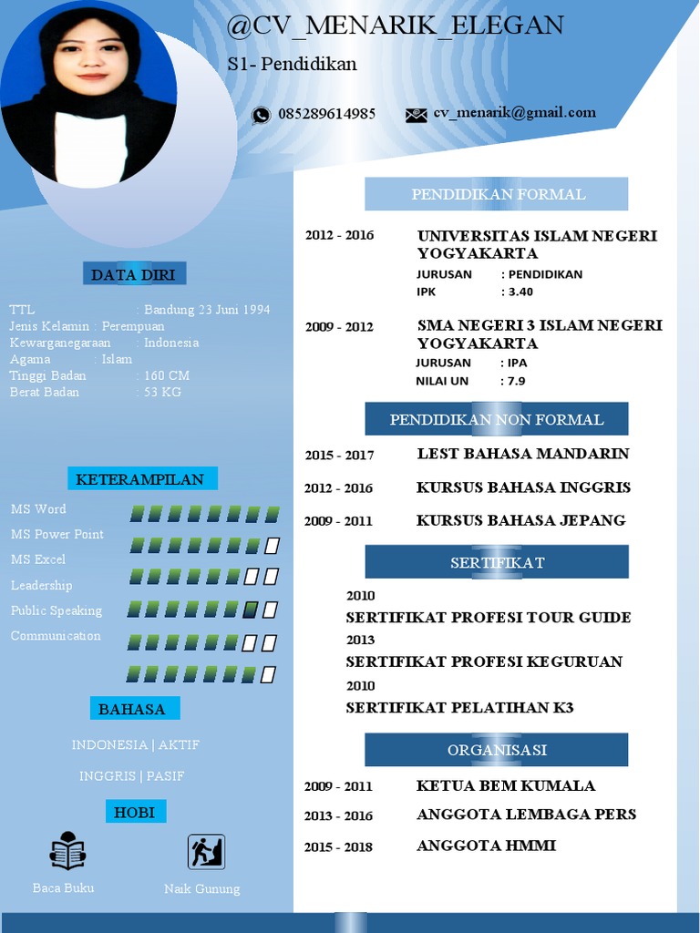 Contoh CV Menarik & Elegan 23 | PDF