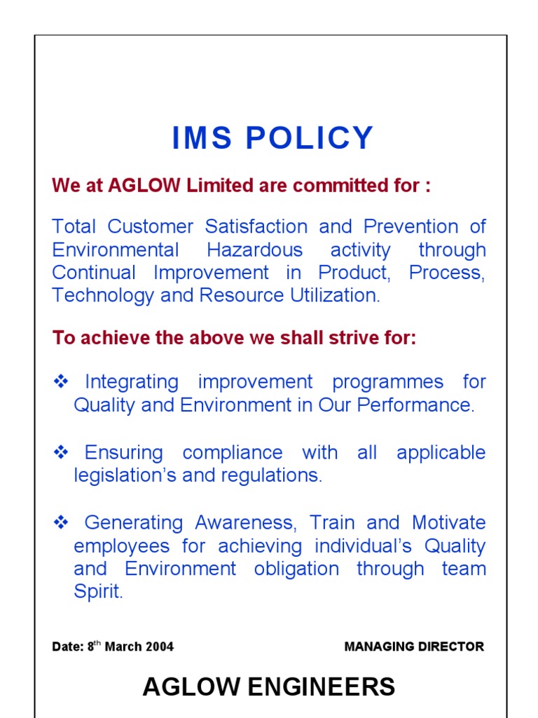 Ims Policy | PDF