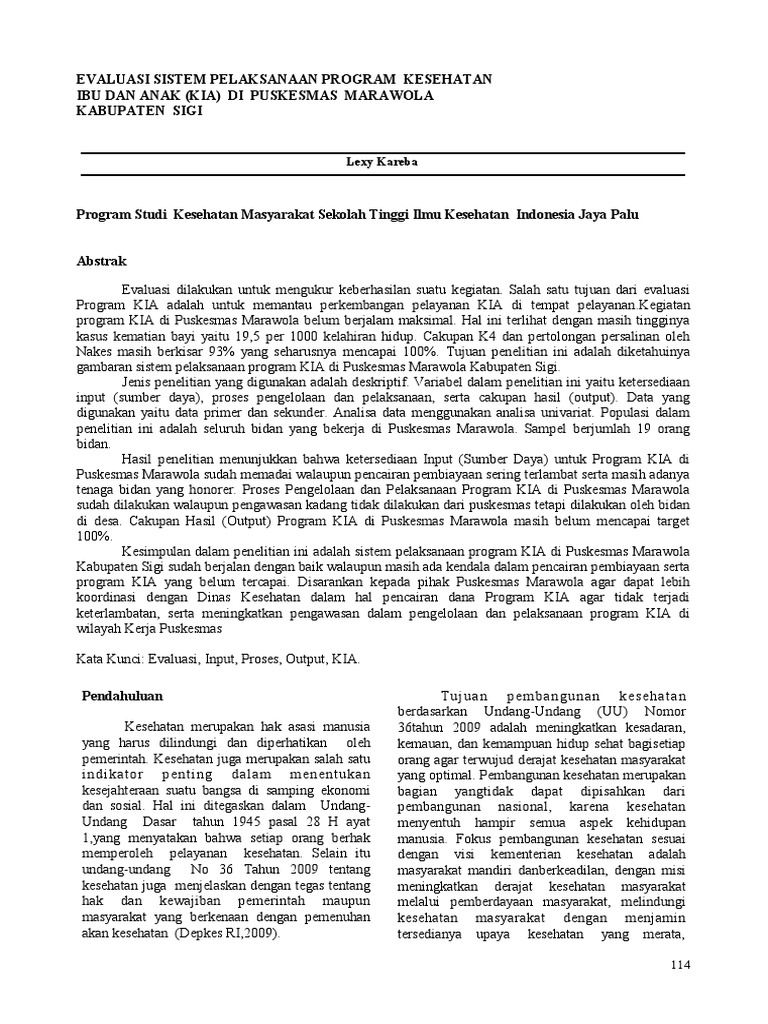 Evaluasi Pelaksanaan Program KIA | PDF