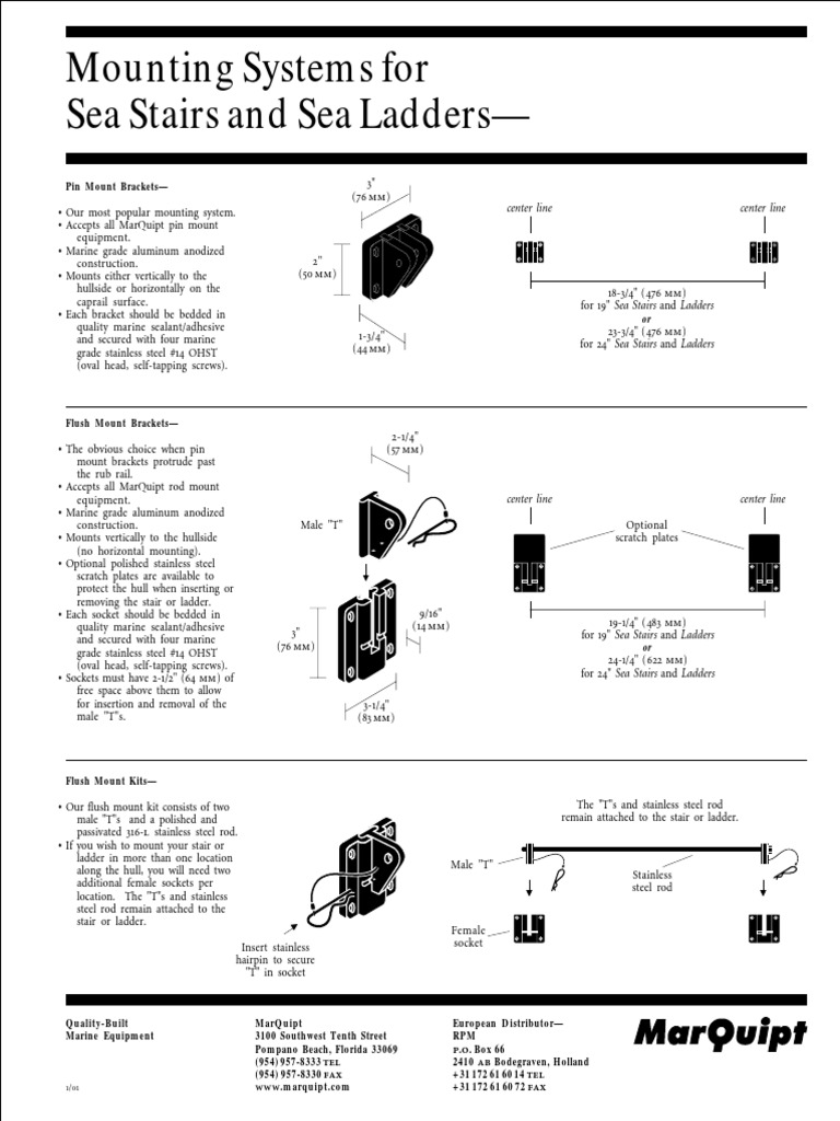 MarQuipt Sea Stairs Mounting Guide | PDF | Screw | Stainless Steel