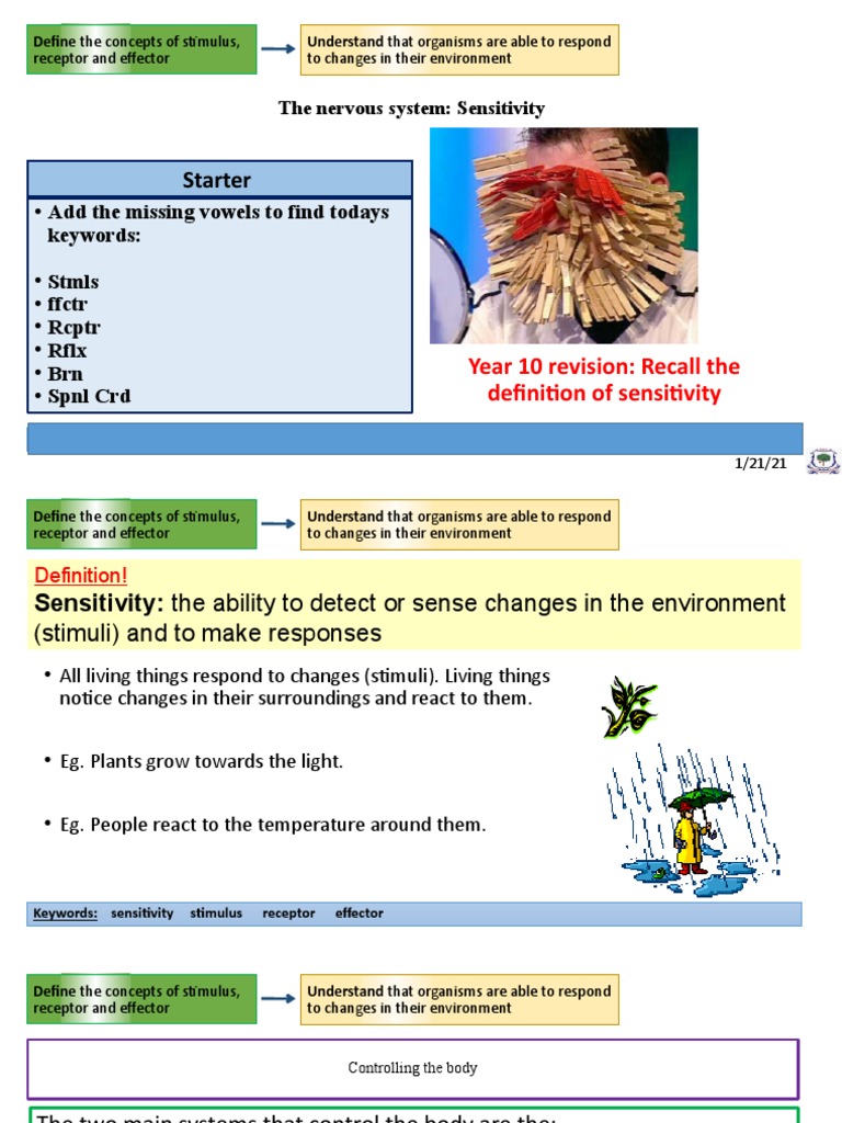 Starter: Year 10 Revision: Recall The Definition of Sensitivity | PDF ...