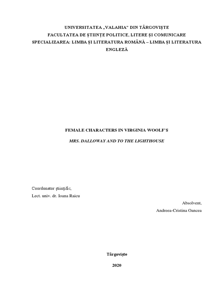 Female Characters in Virginia Woolf's Novels | PDF | Virginia Woolf ...