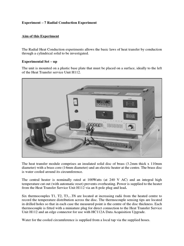 Experiment 7 - Radial Conduction PDF | PDF | Thermal Conduction | Heat ...