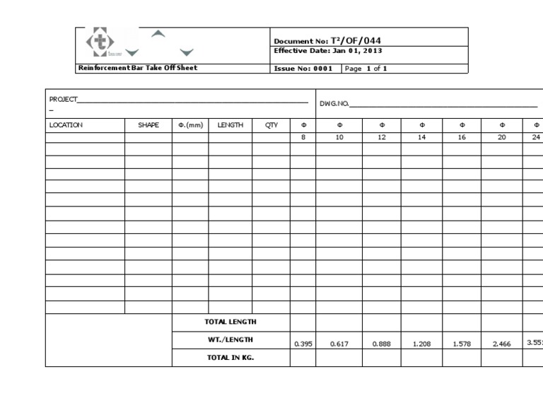 044-Rebar Control Sheet | PDF