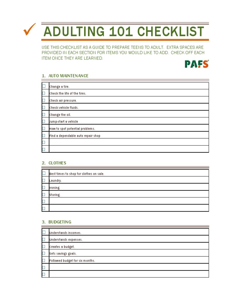 Adulting 101 Checklist | PDF | Vehicle Insurance | Deductible