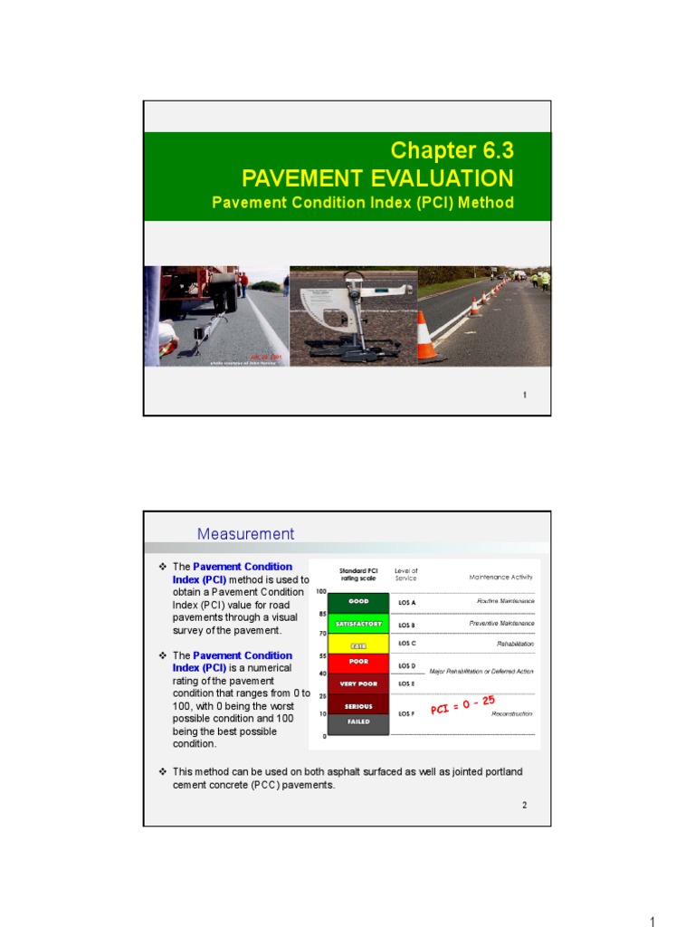 Pavement Evaluation: Pavement Condition Index (PCI) Method | PDF | Road ...