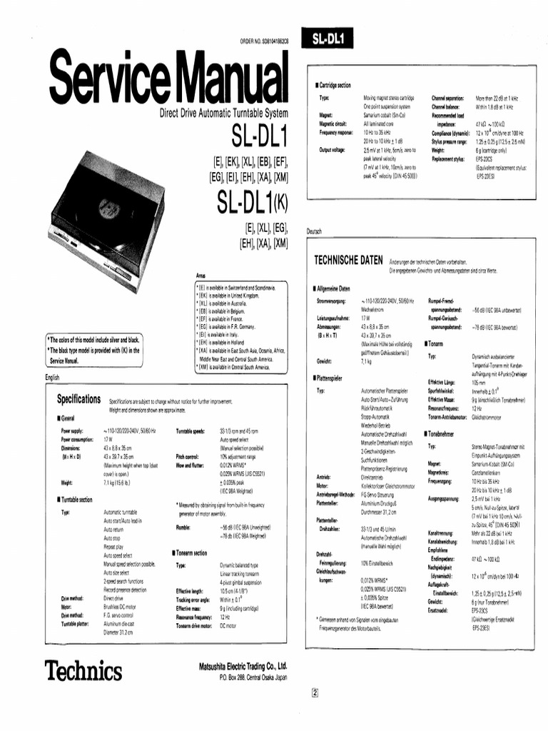Technics Sl-dl1 SM | PDF