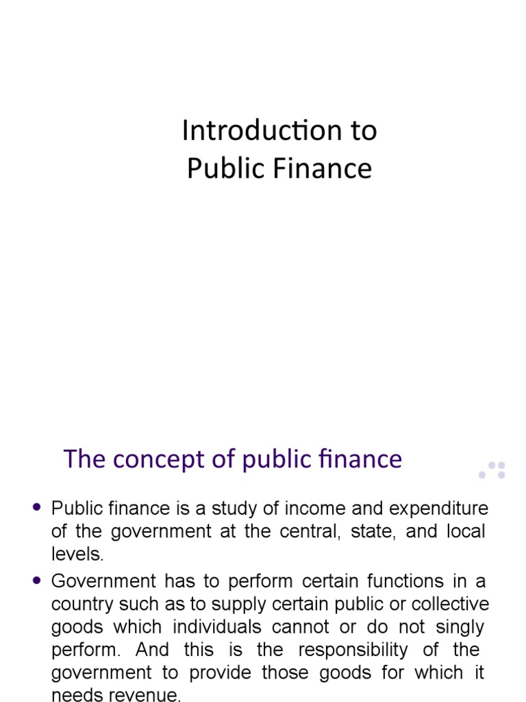 Introduction To Public Finance | PDF | Public Finance | Macroeconomics