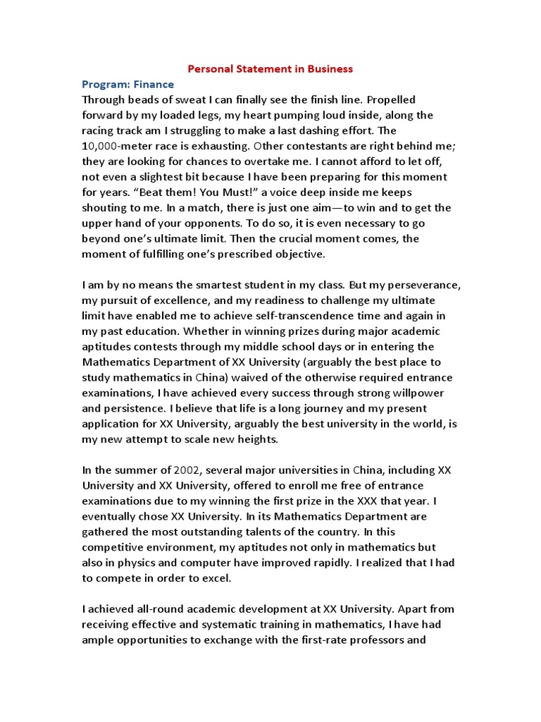 Statement of Purpose For Finance Graduates. | PDF | Middle Schools ...