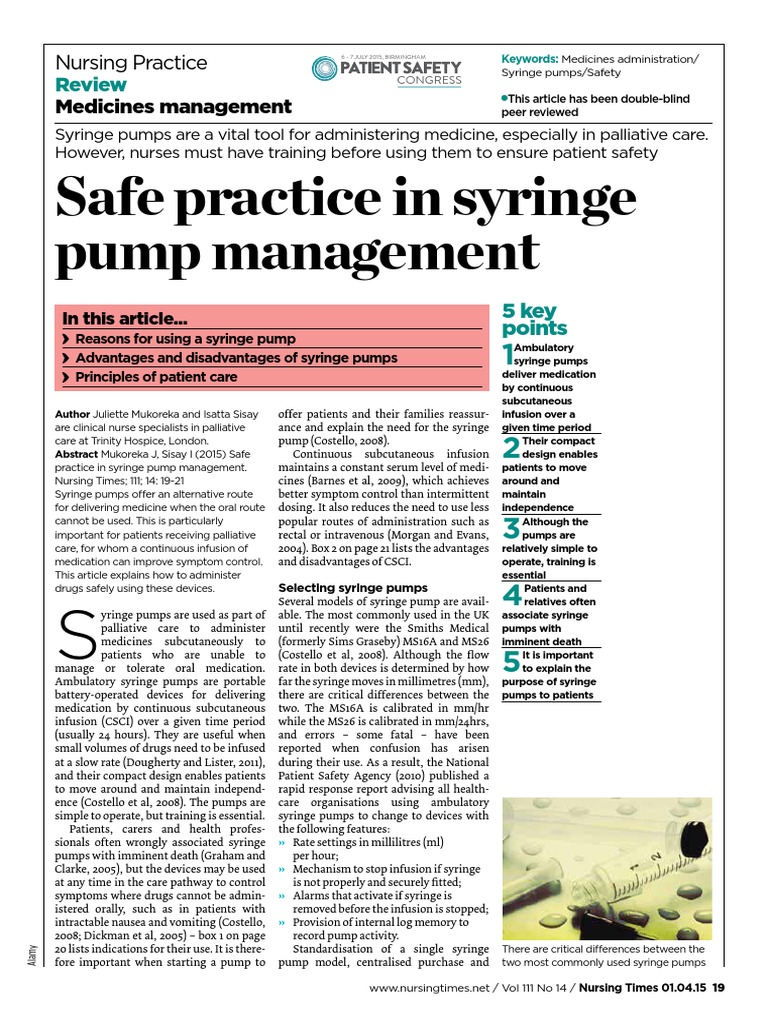 Safe Syringe Pump Management in Palliative Care | PDF | Intravenous ...