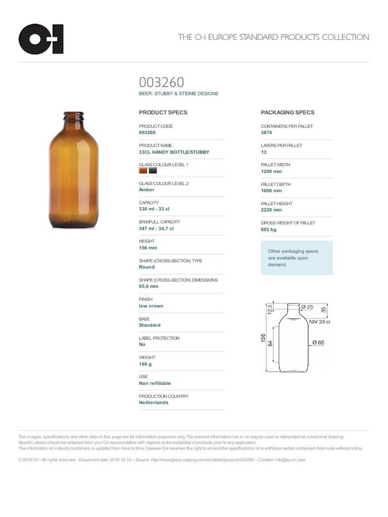 Beer Bottles / Standard Sizes | PDF | Packaging And Labeling | Pallet