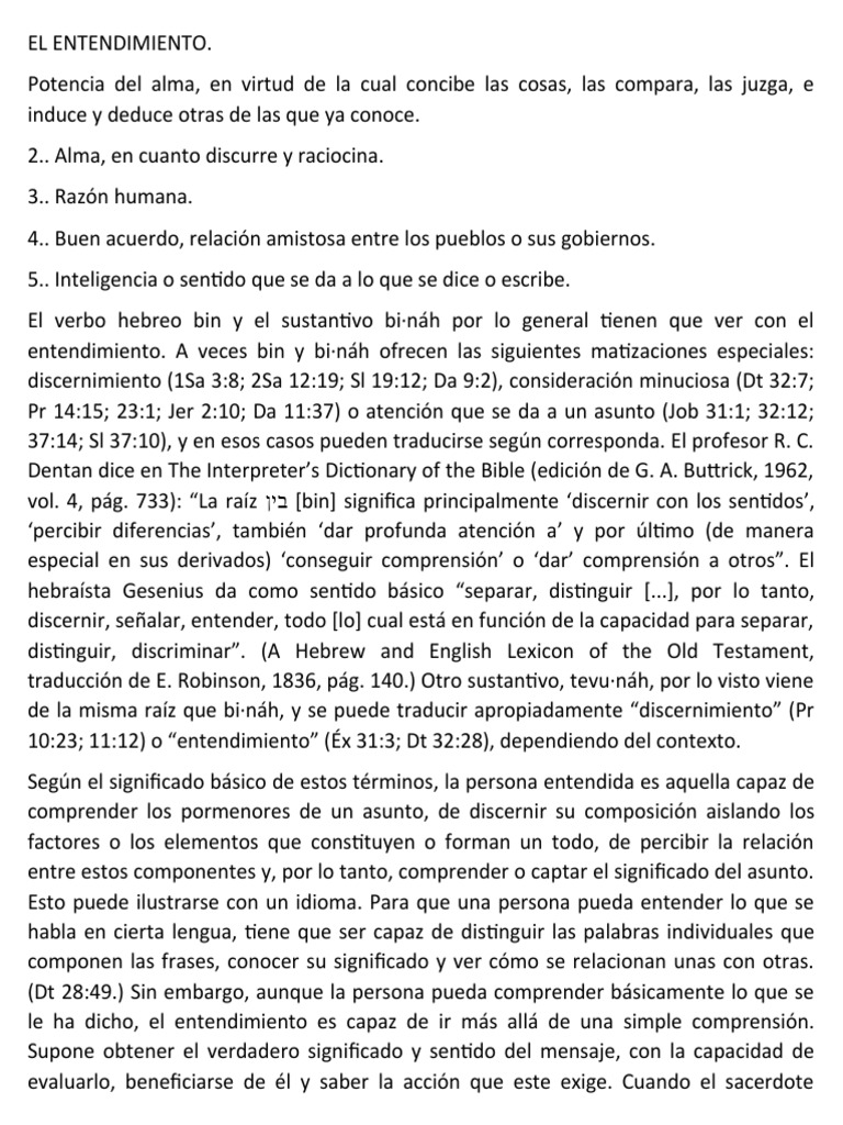 El Entendimiento | PDF | Comprensión | Libro de trabajo