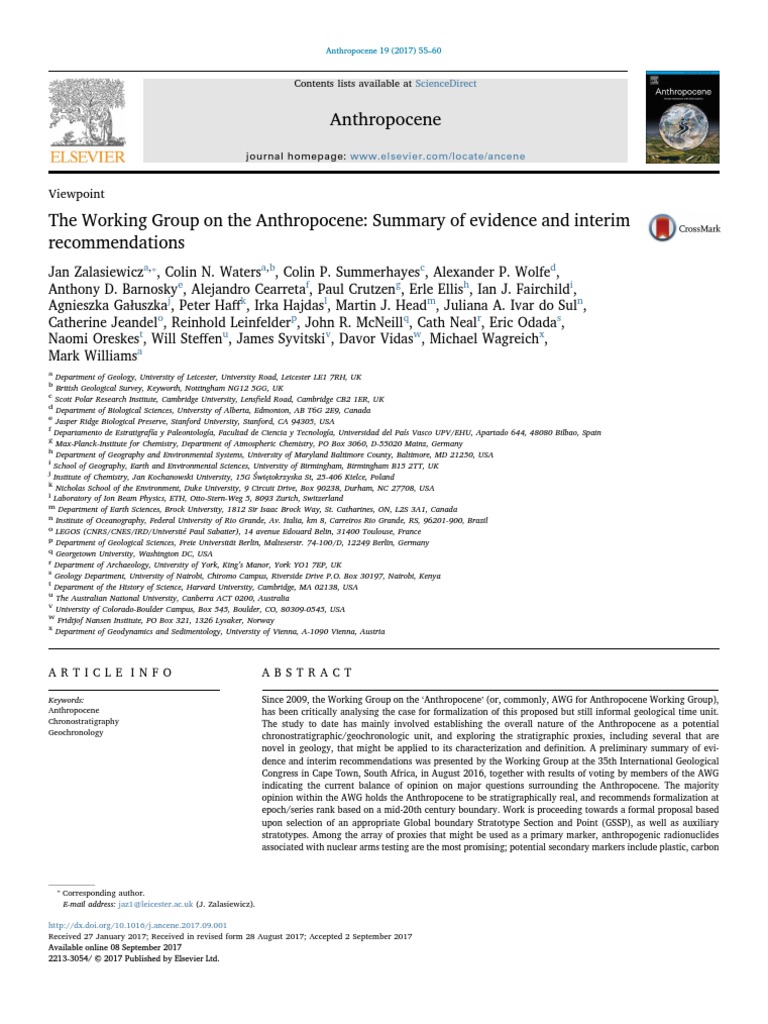Anthropocene Working Group PDF | PDF | Anthropocene | Geologic Time Scale