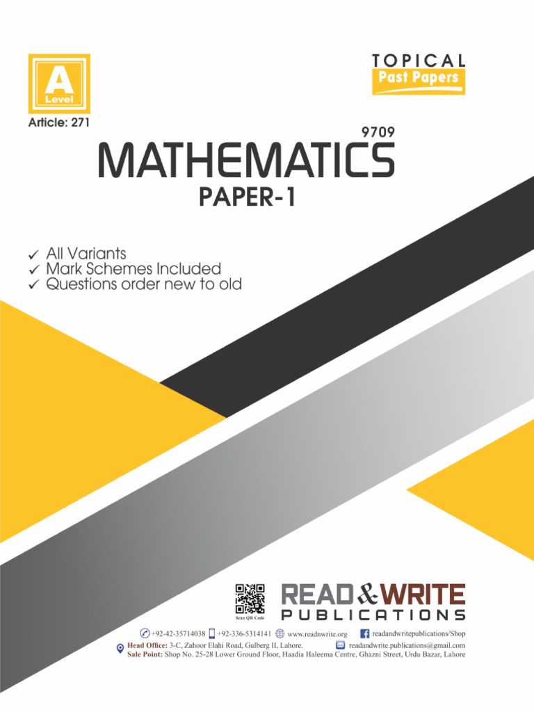 Mathematics A Level P 1 Topical Past Pap PDF | PDF | Books | Science