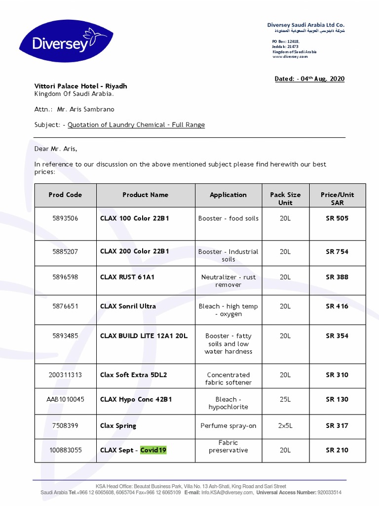 Laundry Quotation PDF | PDF | Chemical Substances | Chemistry