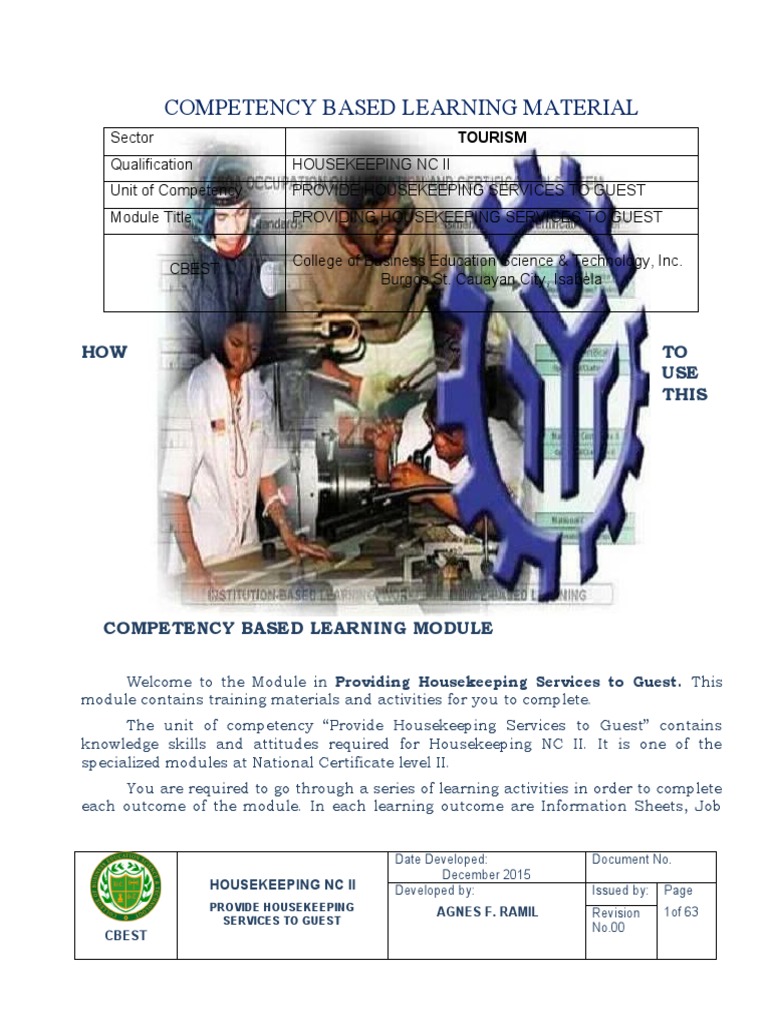 CBLM 1 Provide Housekeeping Services For Guest | PDF | Nature | Business