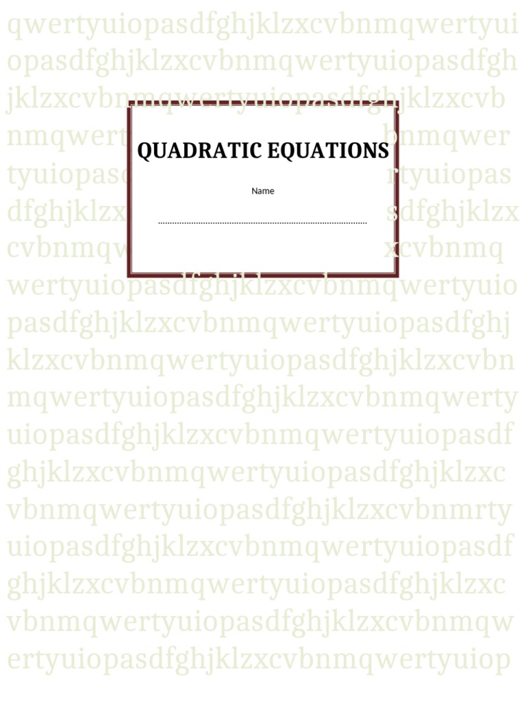 Quadratic Equations | PDF | Quadratic Equation | Equations