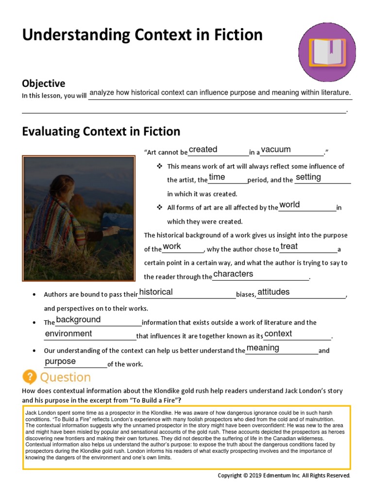 1.1 - Understanding Context in Fiction Answered | PDF | Jane Austen ...