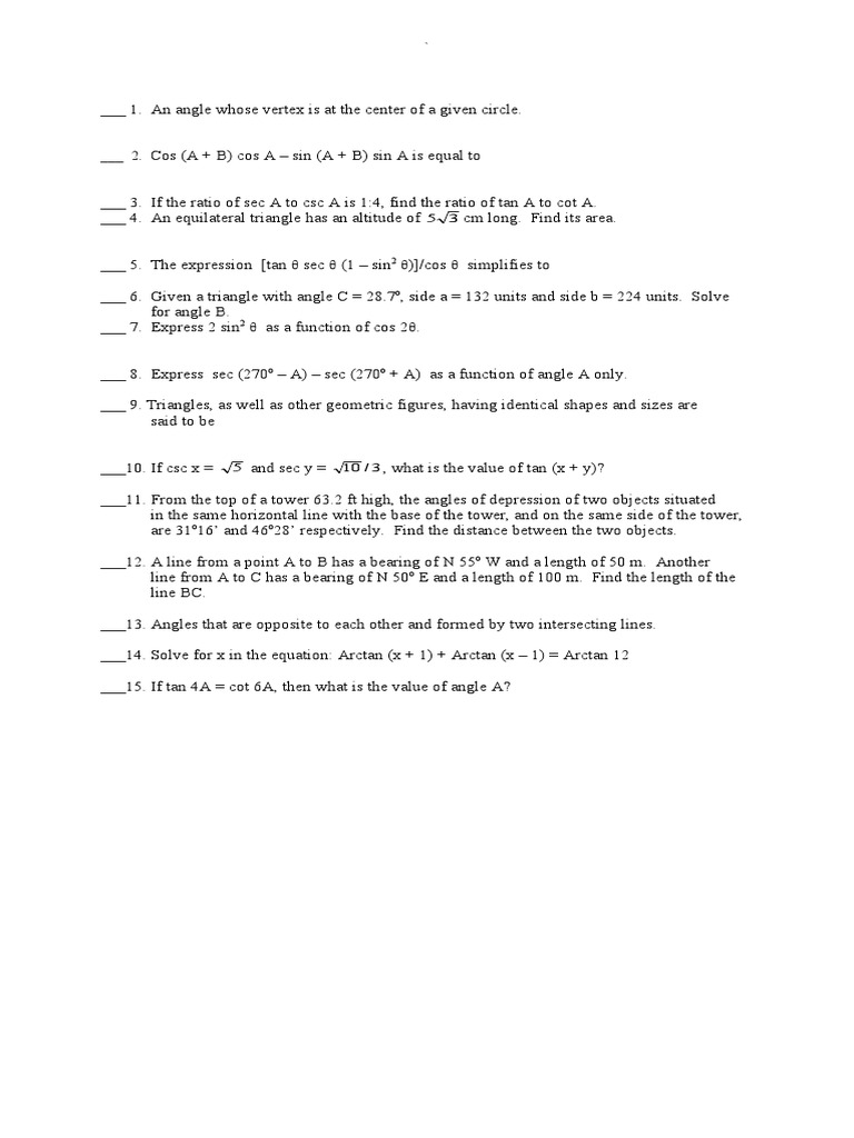 Advanced Trigonometry Problems | PDF