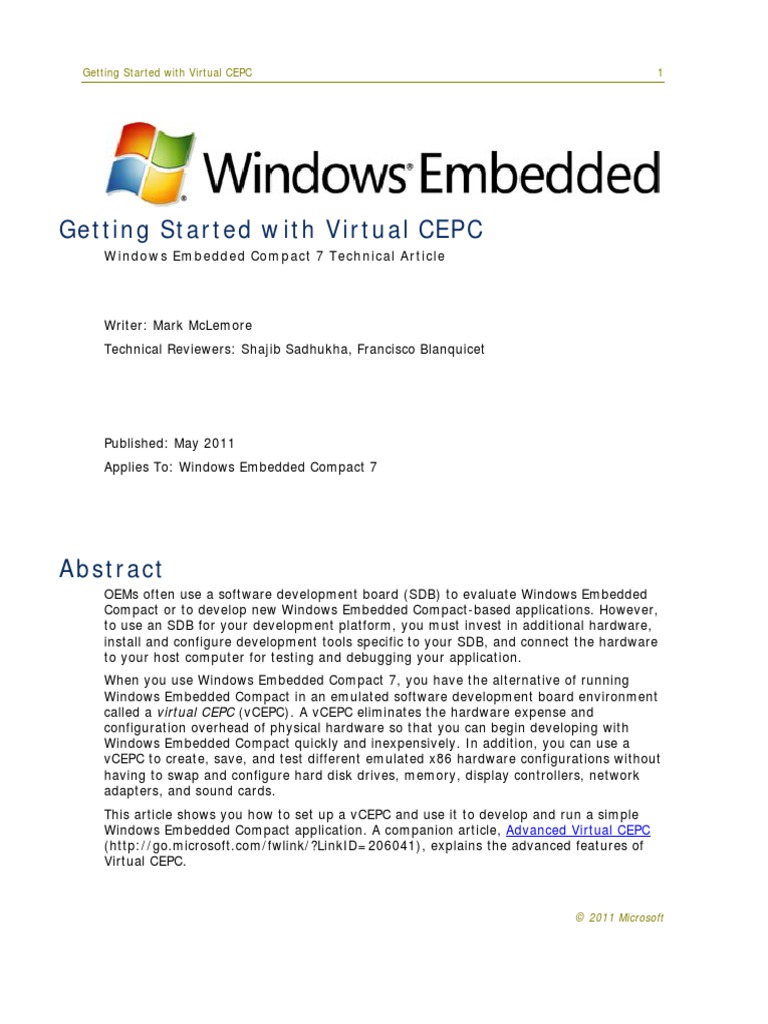 Getting Started With Virtual CEPC | PDF | Microsoft Windows | Operating System