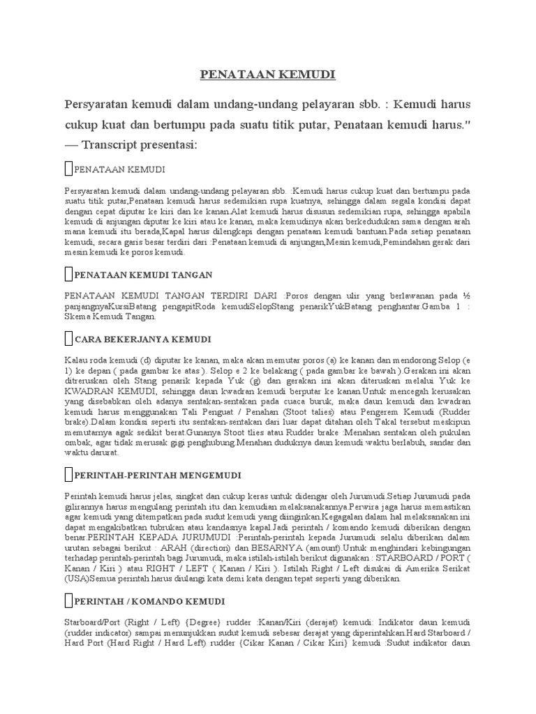 Penataan Kemudi | PDF
