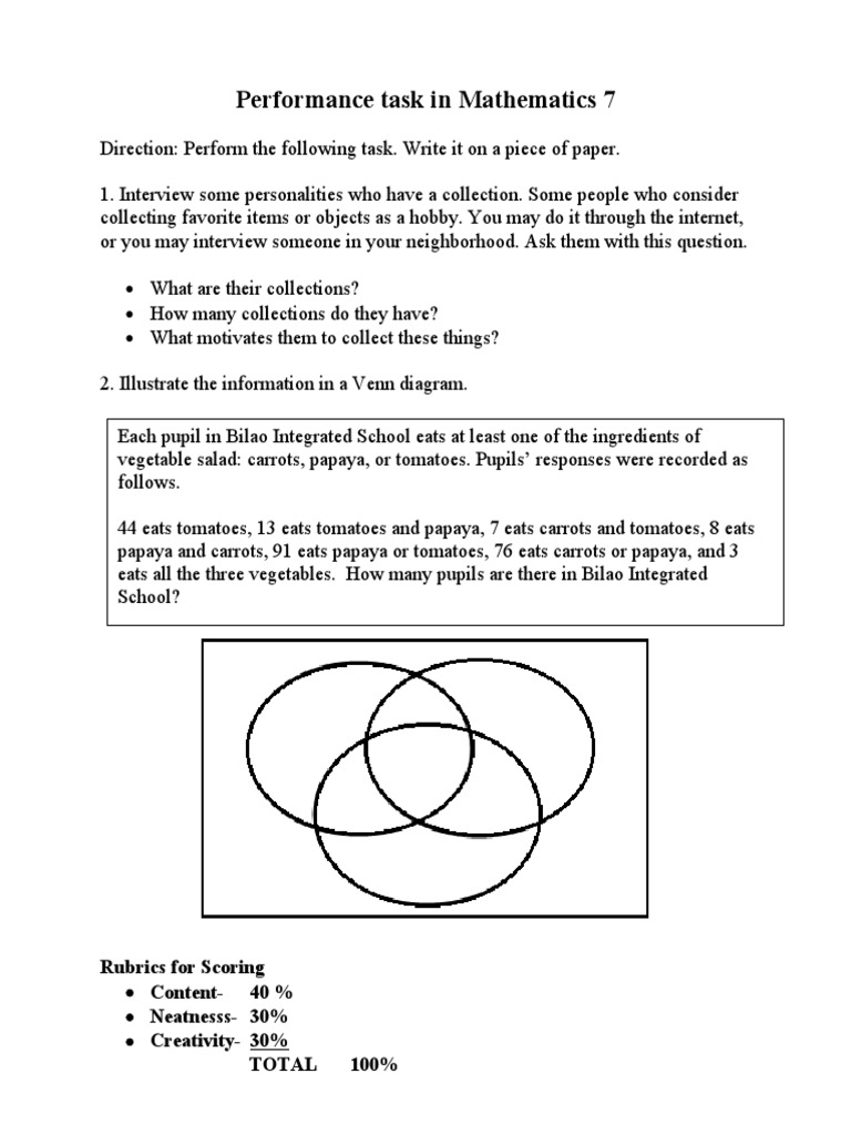 Performance Task in Mathematics 7 | PDF | Teaching Mathematics | Science