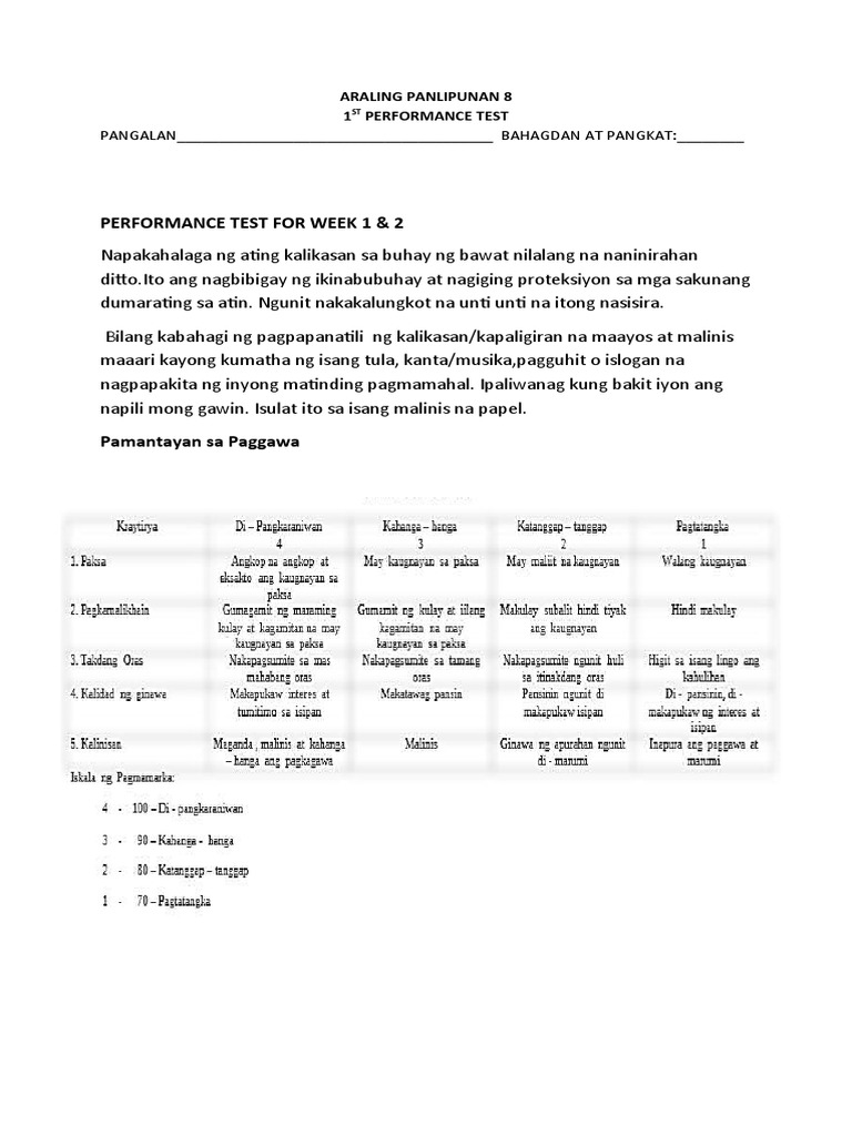 Ap 8 Performance 1st Quarter | PDF