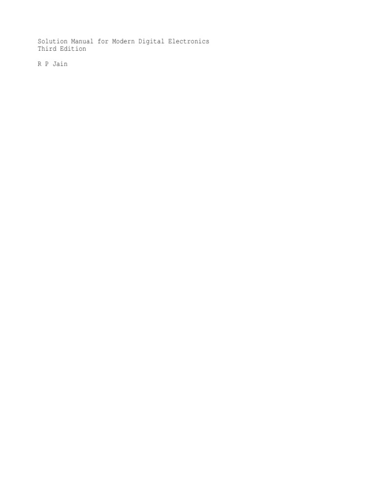 Modern Digital Electronics R P Jain Solution Manual | PDF | Analogue ...